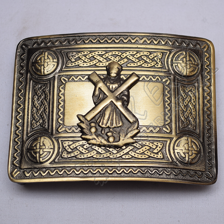Scottish Bronze Celtic Design Buckle With St. Andrews Badge