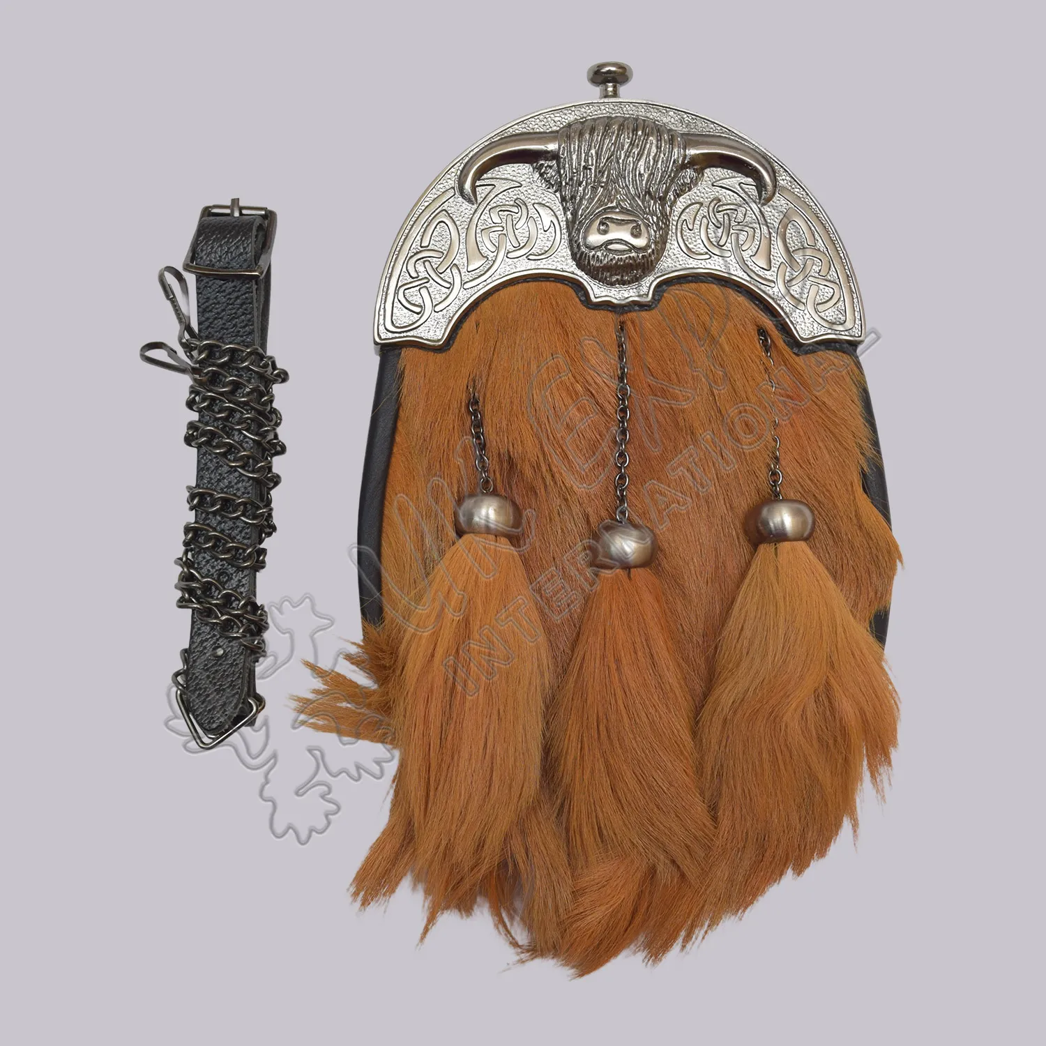 Highland Coo Dress Brown Goat Hair Kilt Sporran